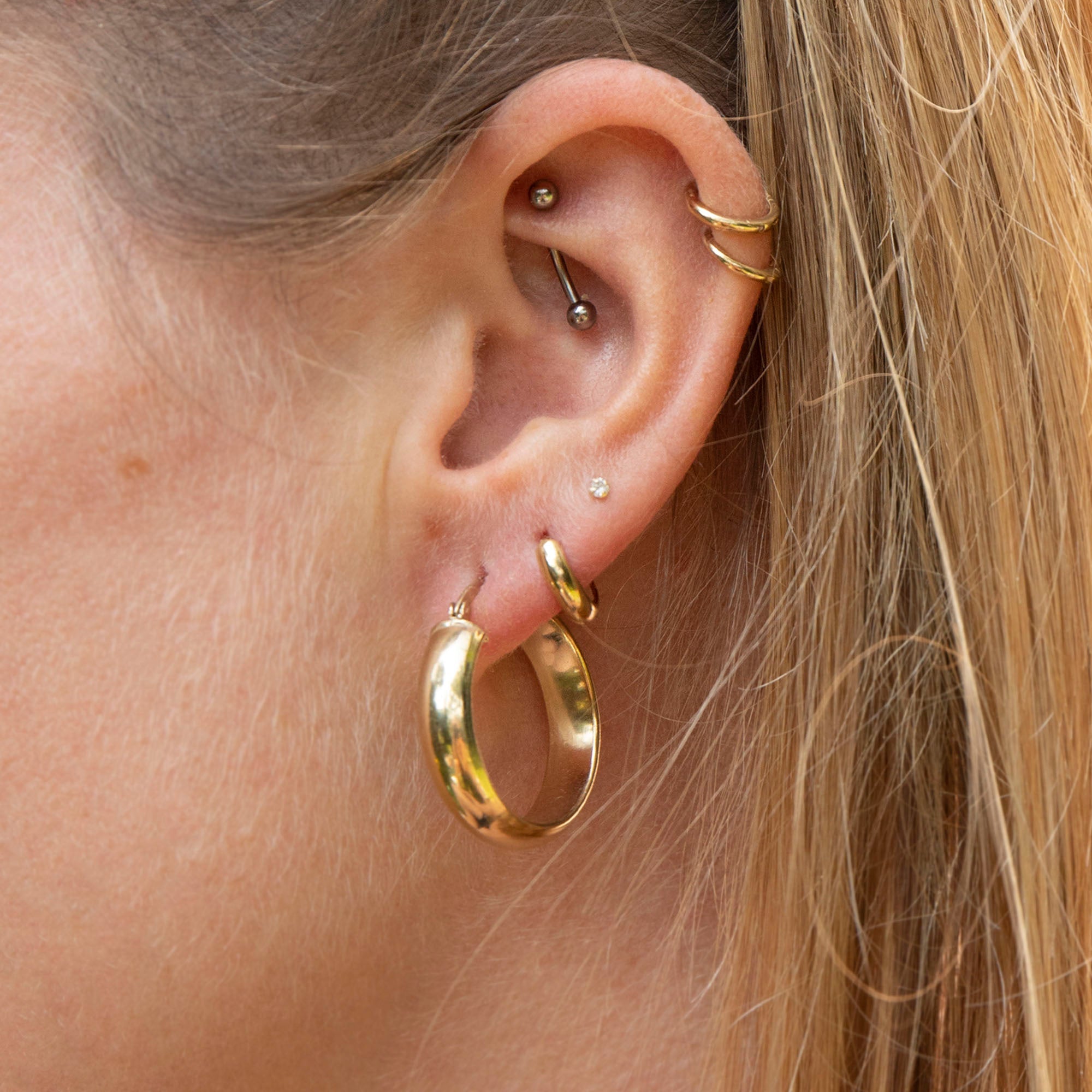 18ct Gold Vermeil Large Thick Rounded Creole Hoops