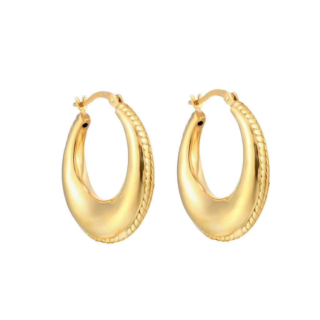 18ct Gold Vermeil Rope Edge Creoles & Seol + Gold