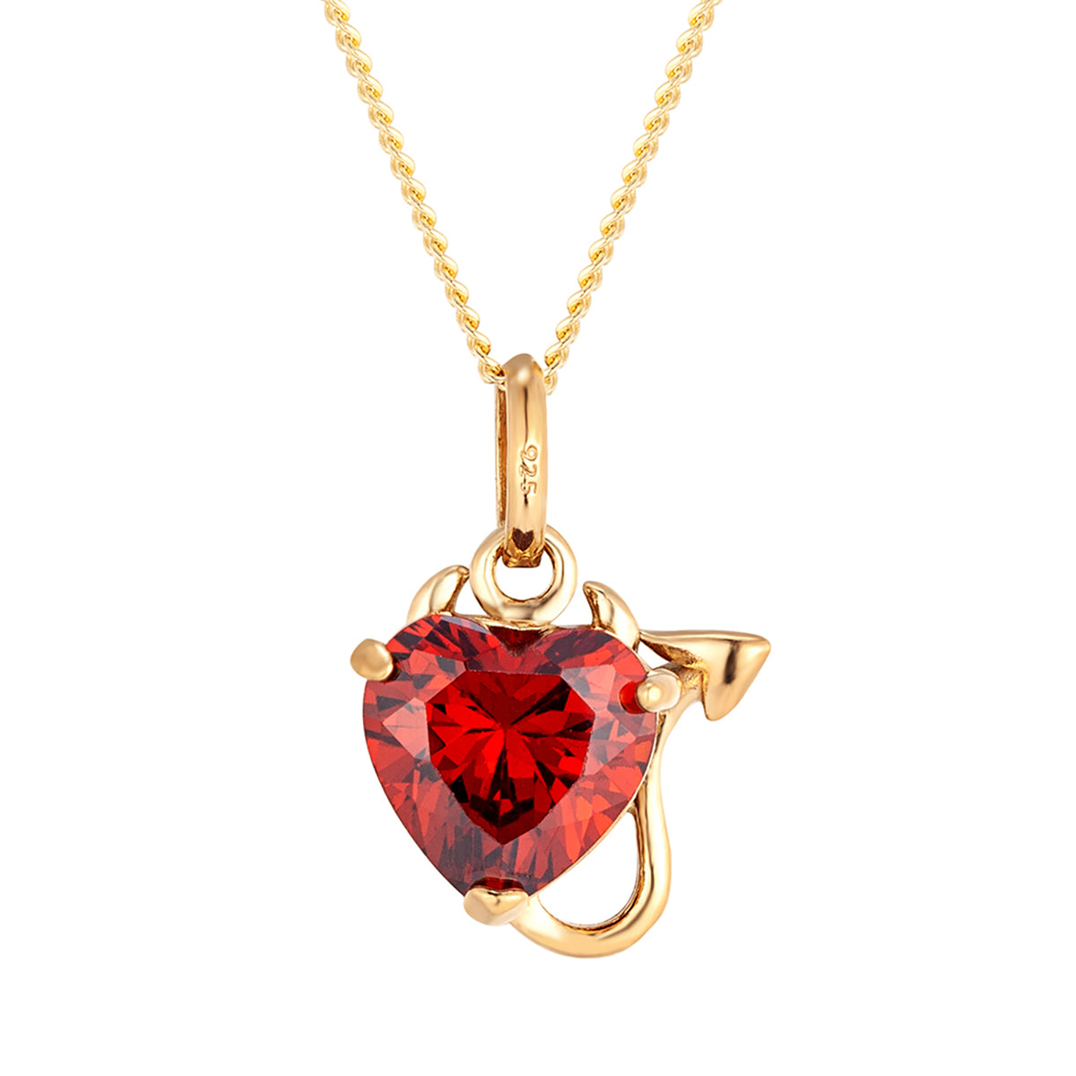 18ct Gold Vermeil Red CZ Devil Heart Charm