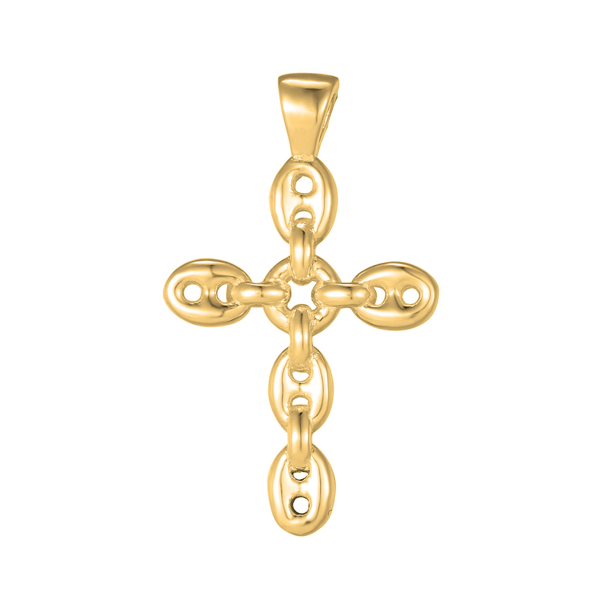 18ct Gold Vermeil Puffed Mariner Cross Pendant