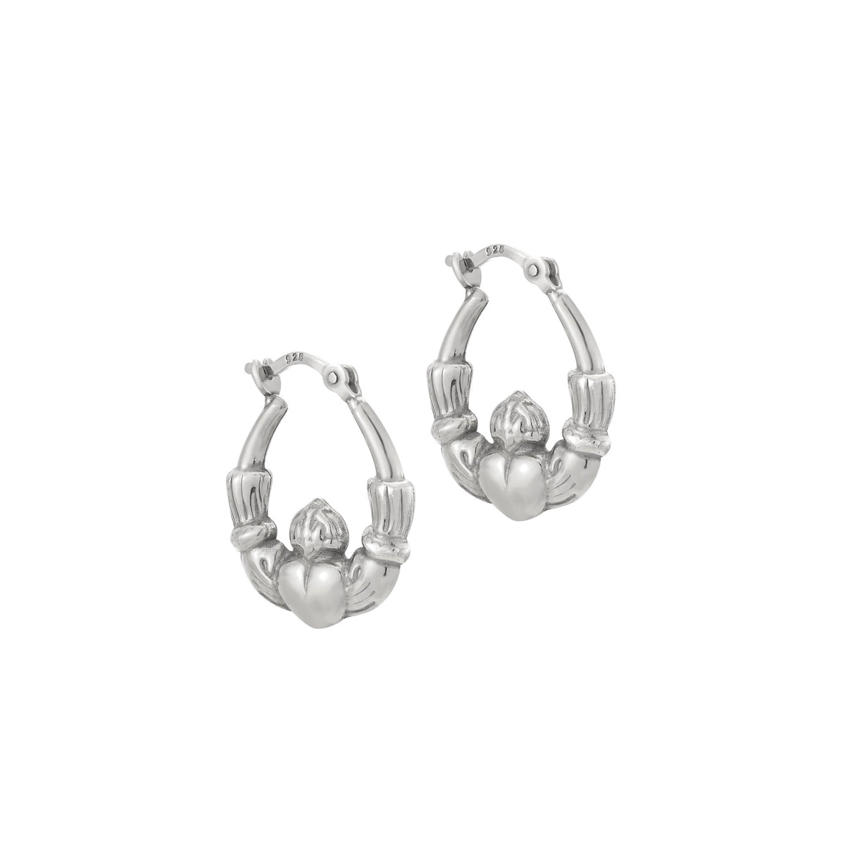Sterling Silver Claddagh Creole Hoops