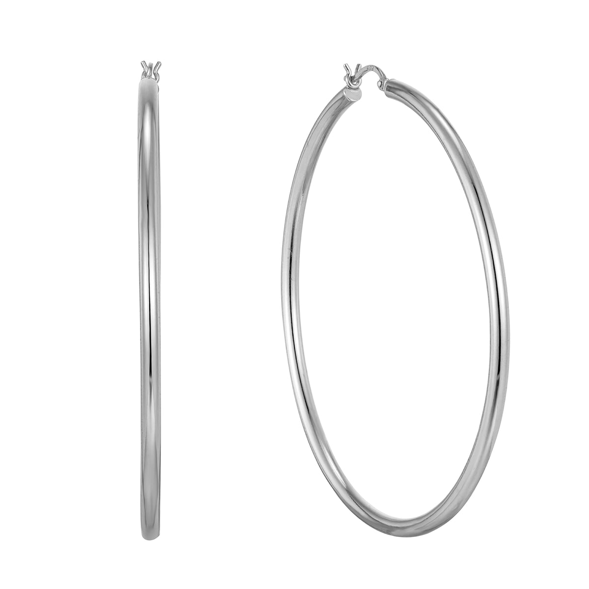 Sterling Silver Extra Large Round Creole Hoops