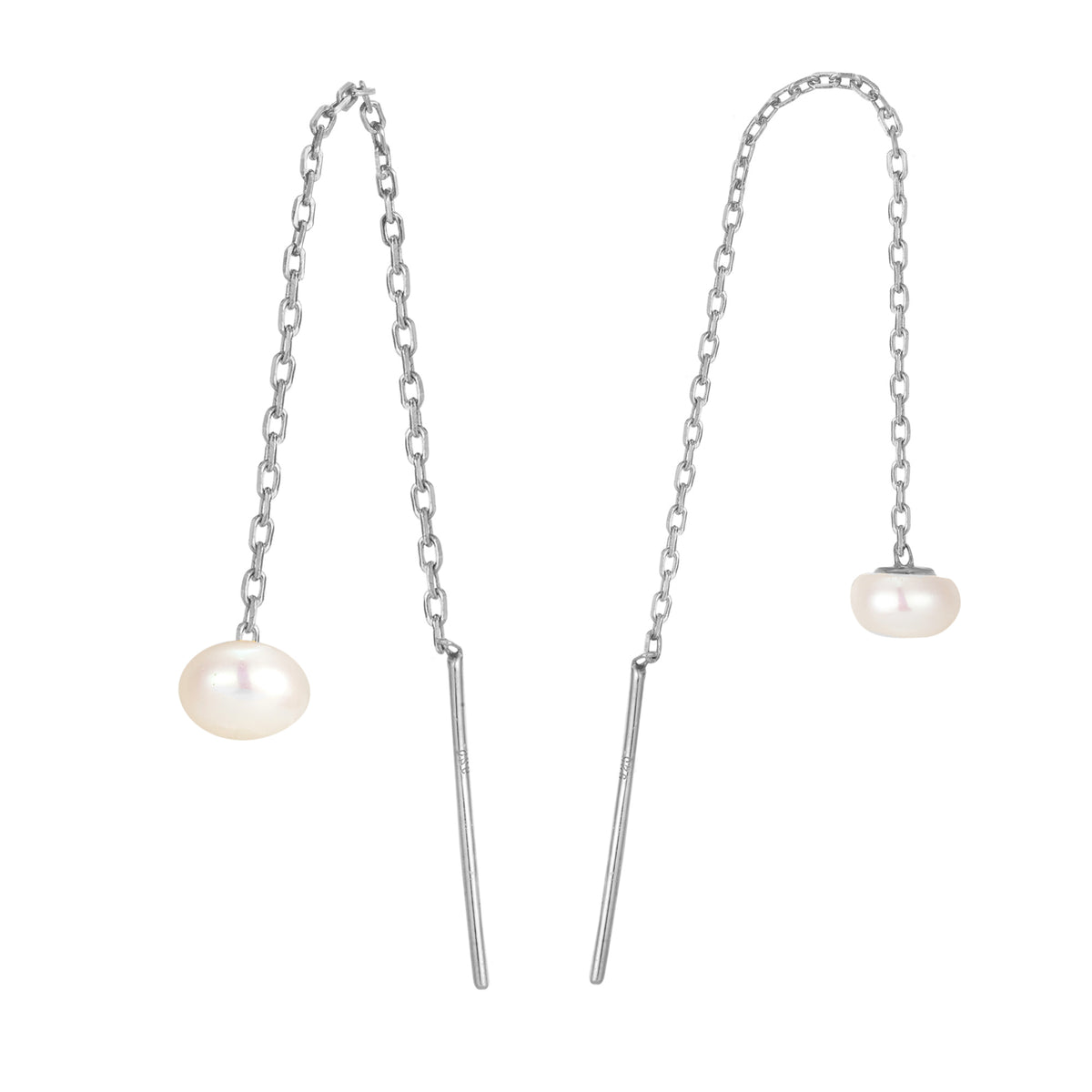 Sterling Silver Pull Through Pearl Earrings