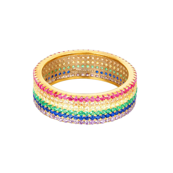 18ct Gold Vermeil Rainbow CZ Pave Band
