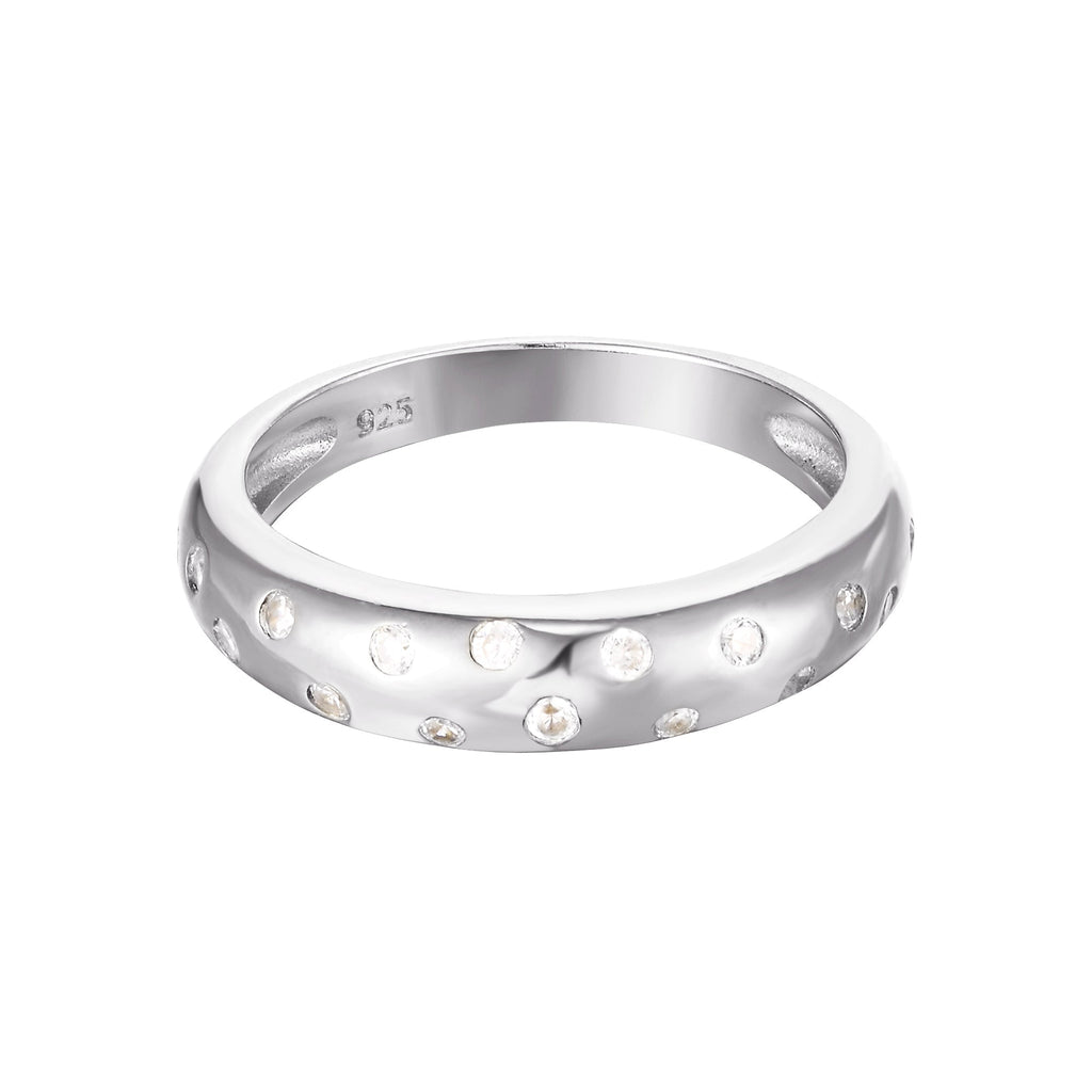 Sterling Silver CZ Dome Ring & Seol + Gold
