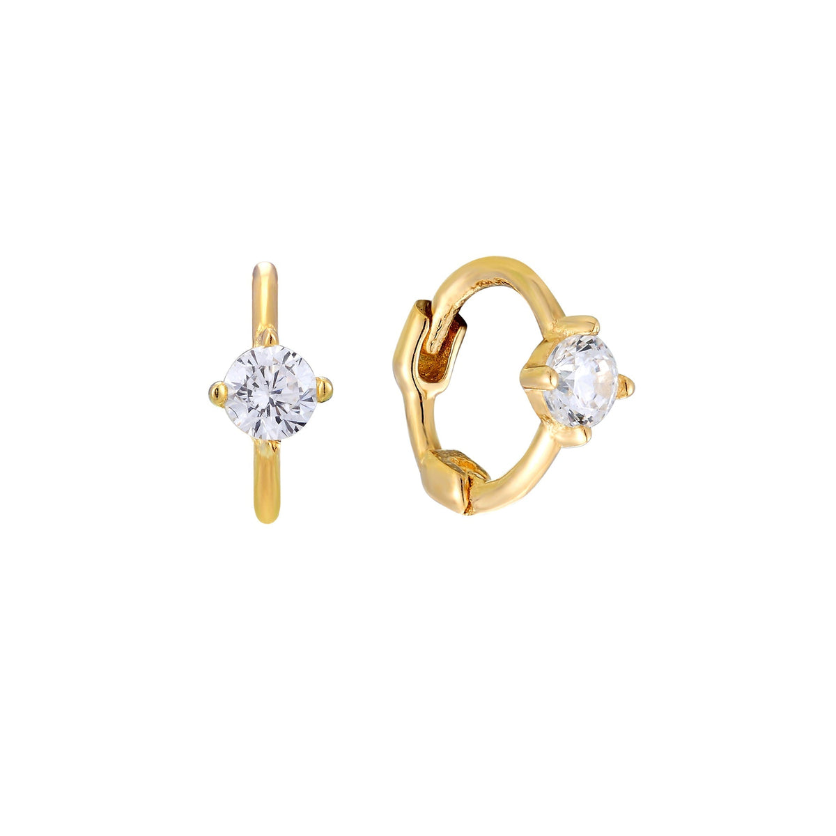 18ct Gold Vermeil Tiny CZ Huggies