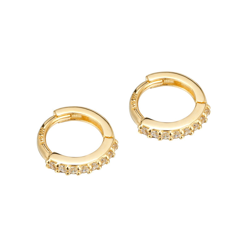 9ct Solid Gold 9mm CZ Huggie Hoops