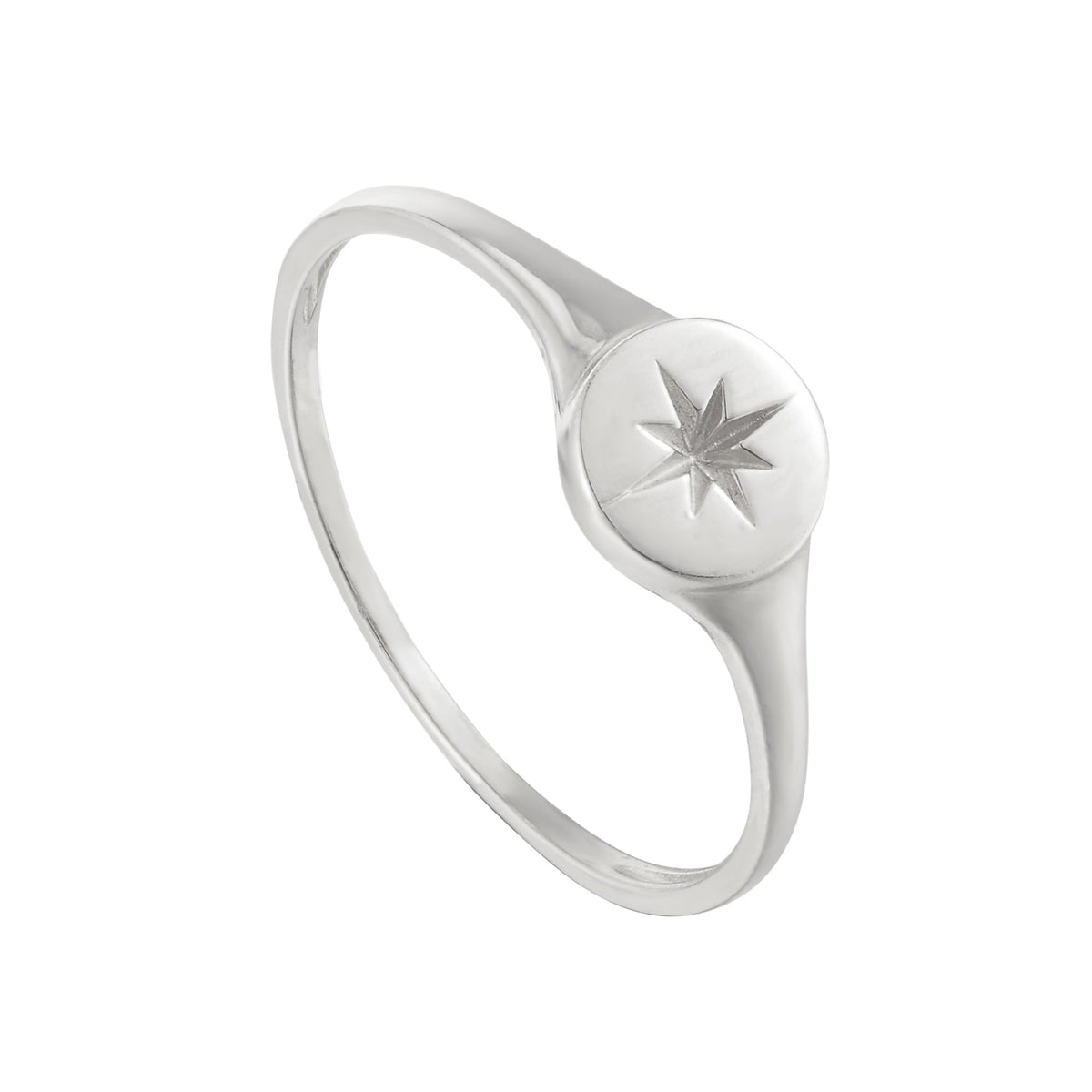Sterling Silver Compass Star Signet Ring