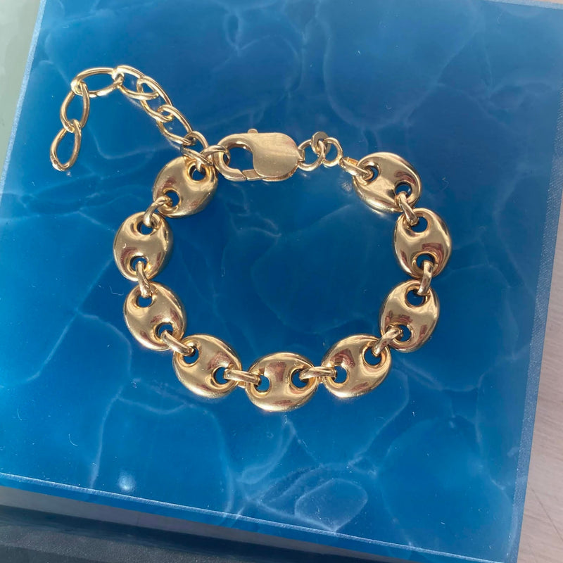 18ct Gold Vermeil Puffed Mariner Bracelet
