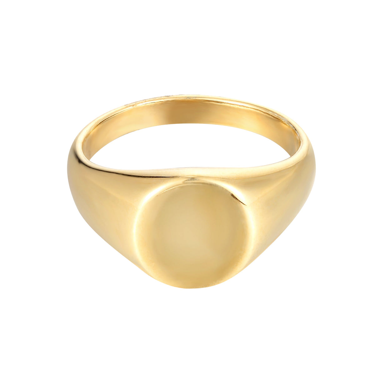 18ct Gold Plated Chunky Oval Signet Ring (Mens)