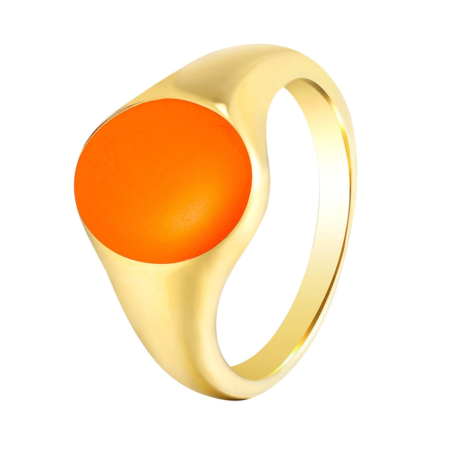 18ct Gold Vermeil Bespoke Orange Enamel Signet Ring & Seol + Gold