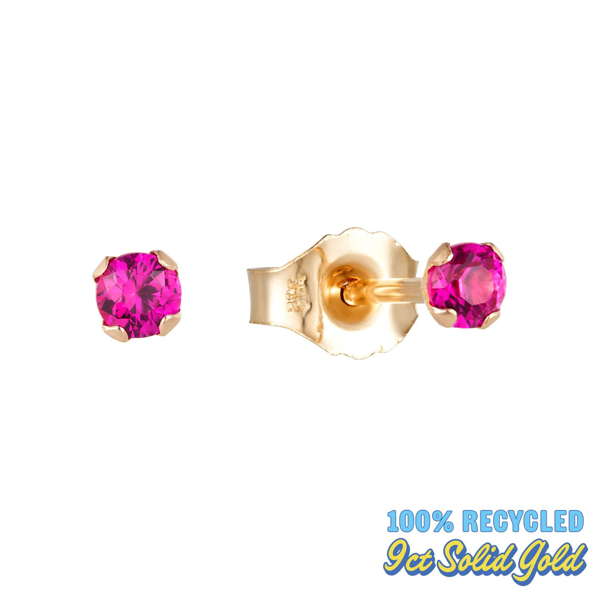 9ct Solid Gold Ruby CZ Studs