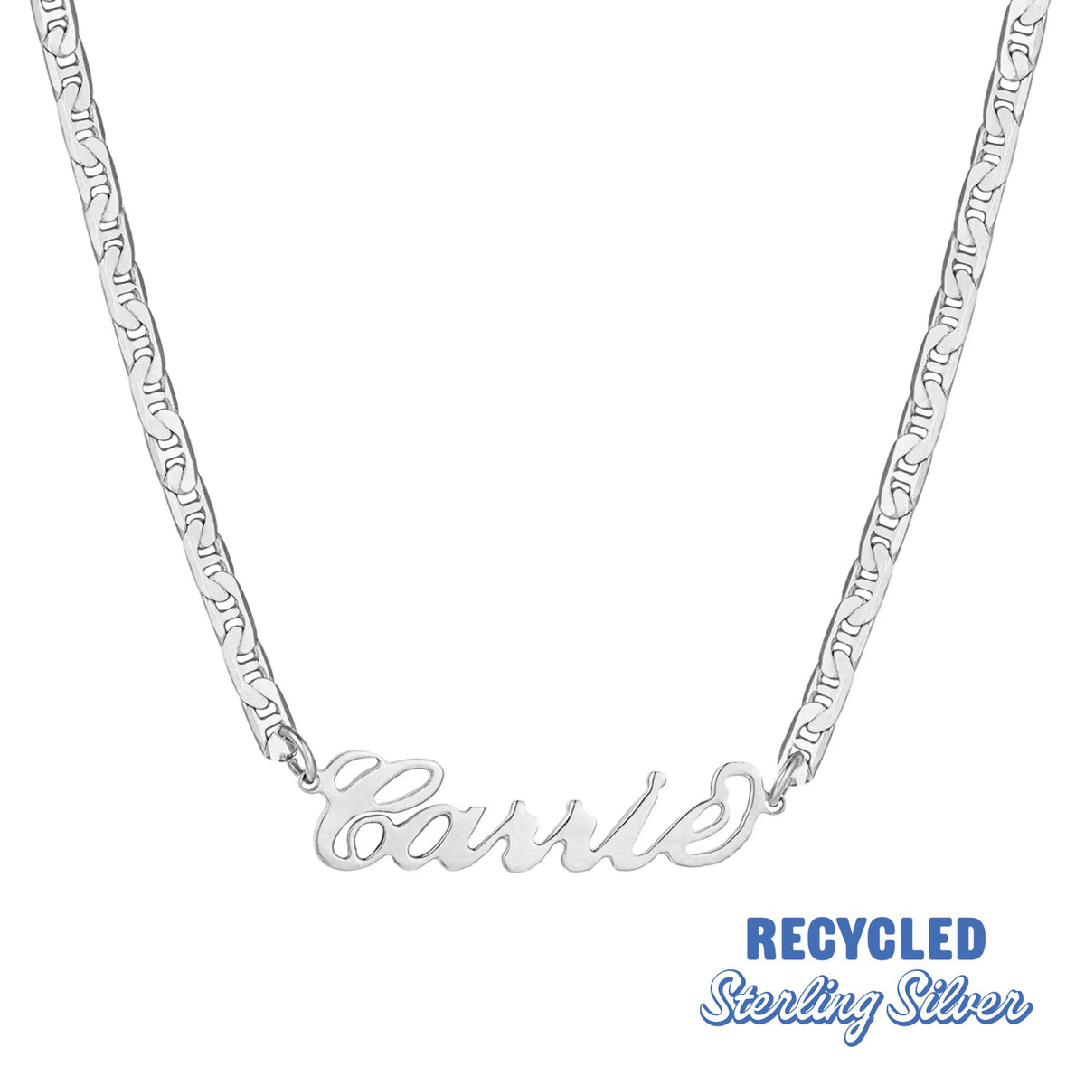 Sterling Silver Script Name Mariner Necklace