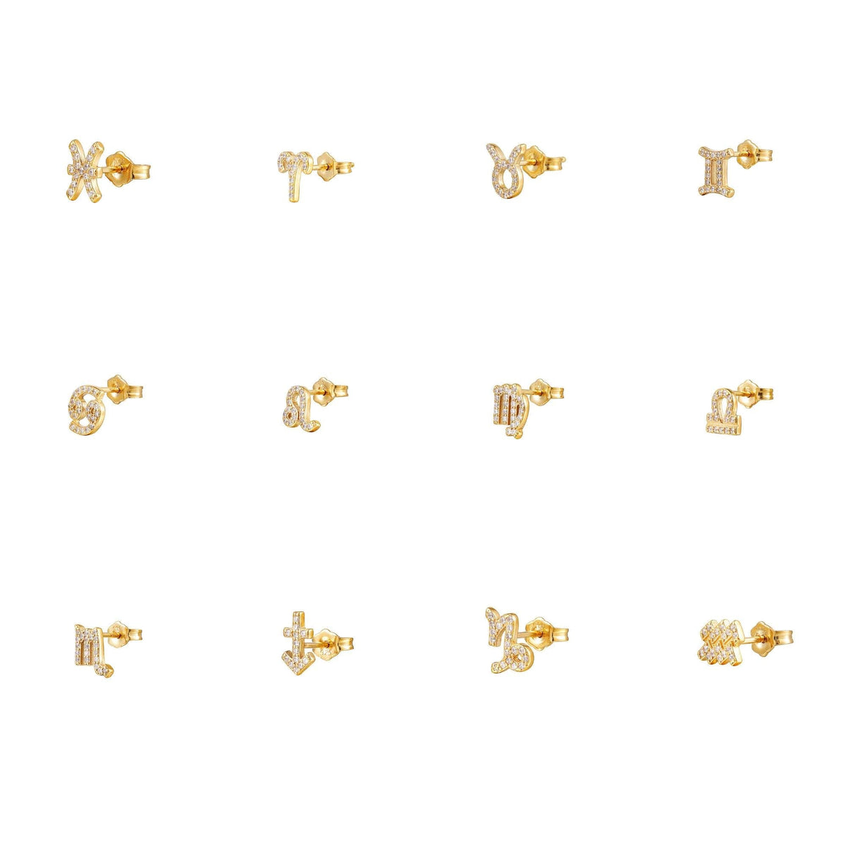 18ct Gold Vermeil Zodiac CZ Studs