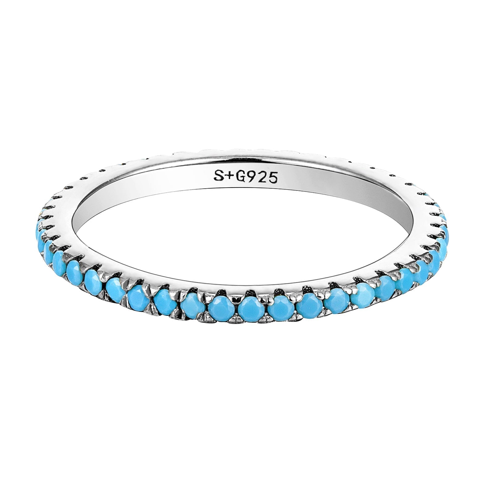 Sterling Silver Turquoise Eternity Ring & Seol + Gold