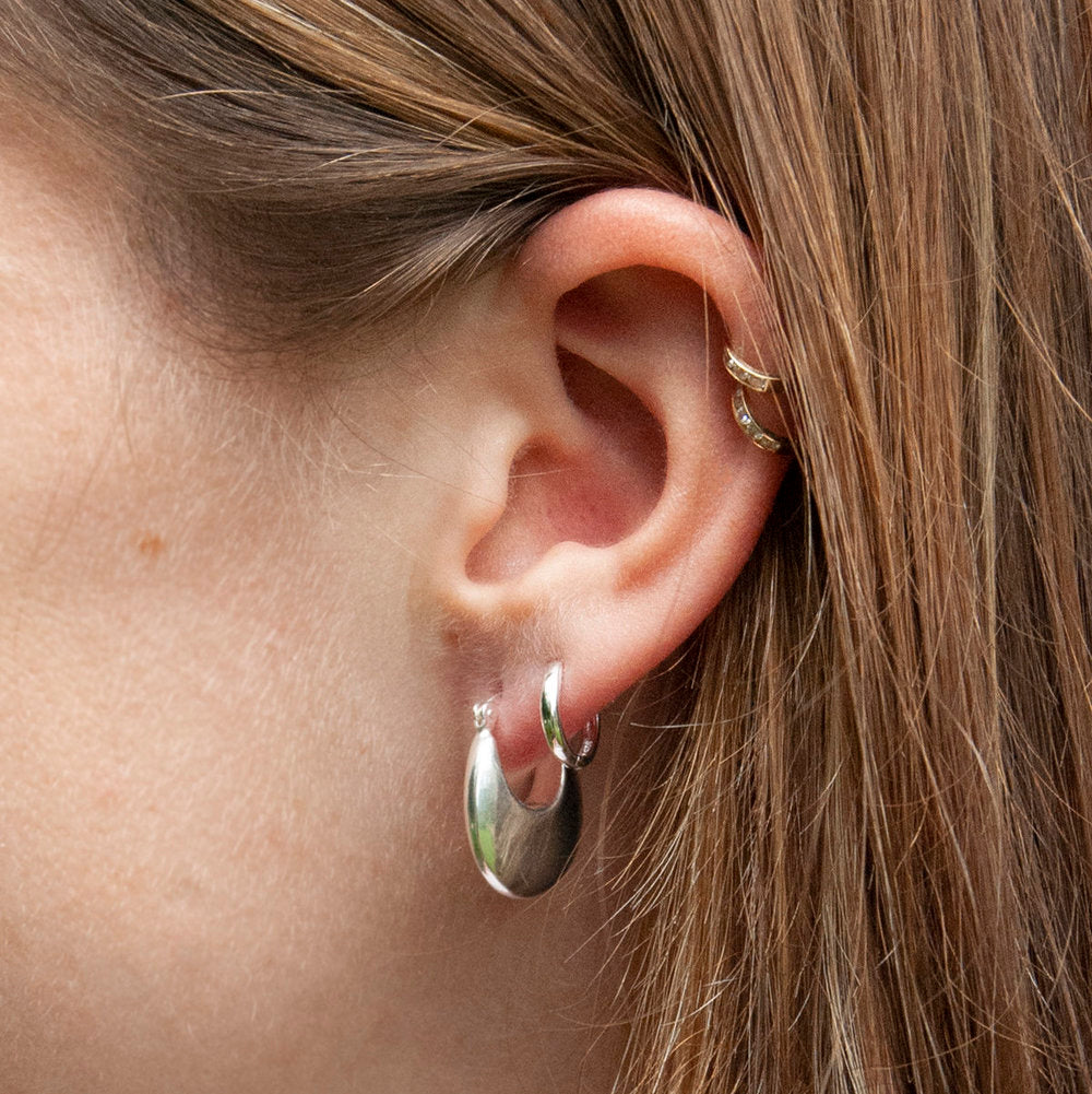 Sterling Silver Curved Creole Hoops