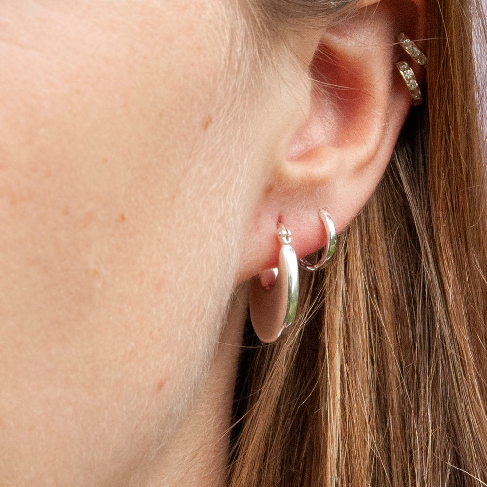 Sterling Silver Curved Creole Hoops
