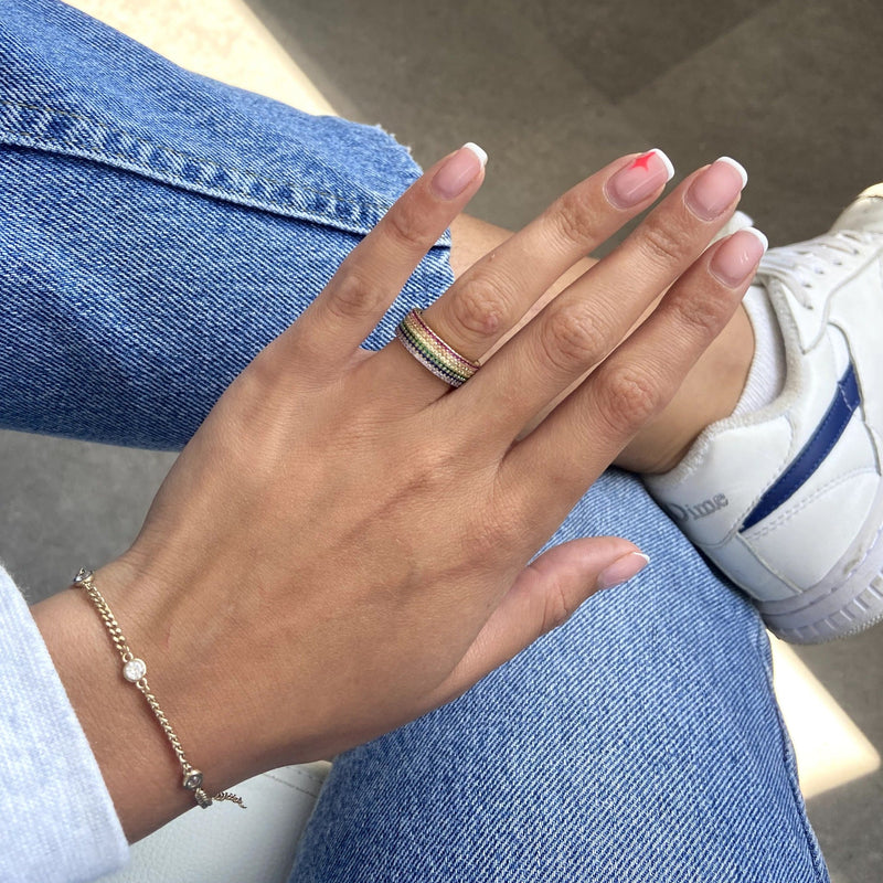18ct Gold Vermeil Rainbow CZ Pave Band