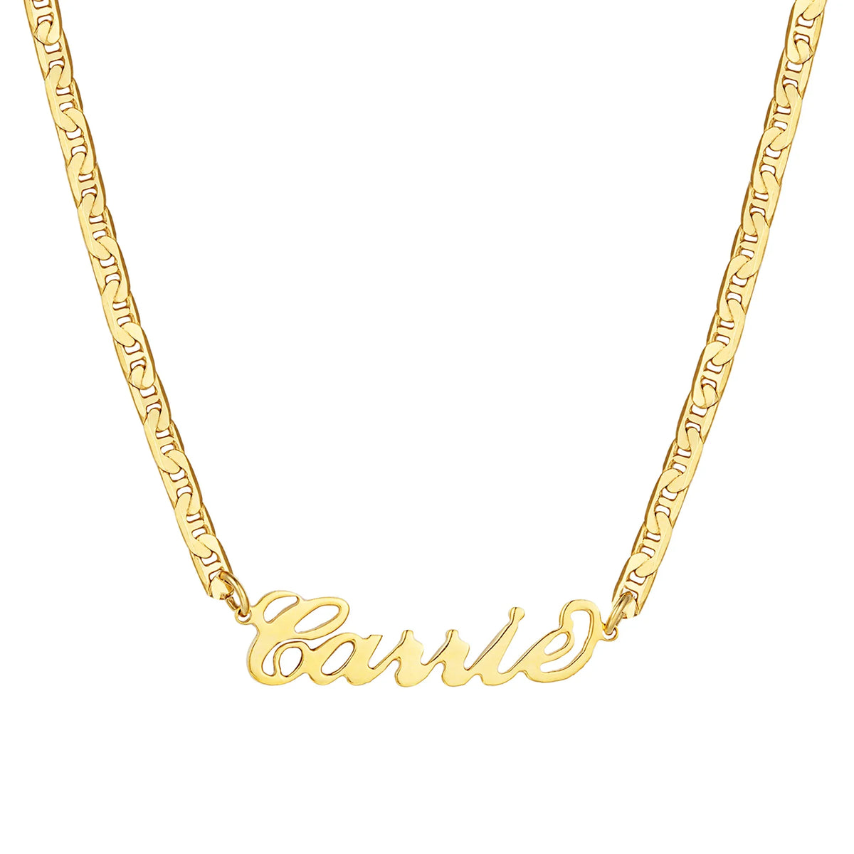 18ct Gold Vermeil Script Name Mariner Necklace